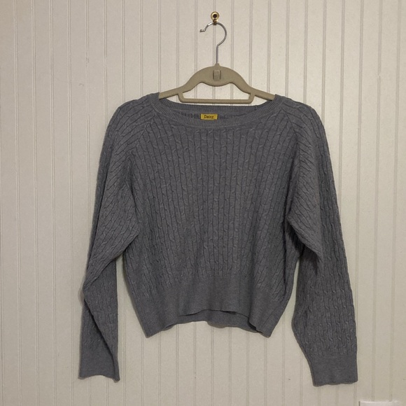 Sweaters | Daisy Gray Cable Knit Ribbed Pullover Cropped Crewneck ...